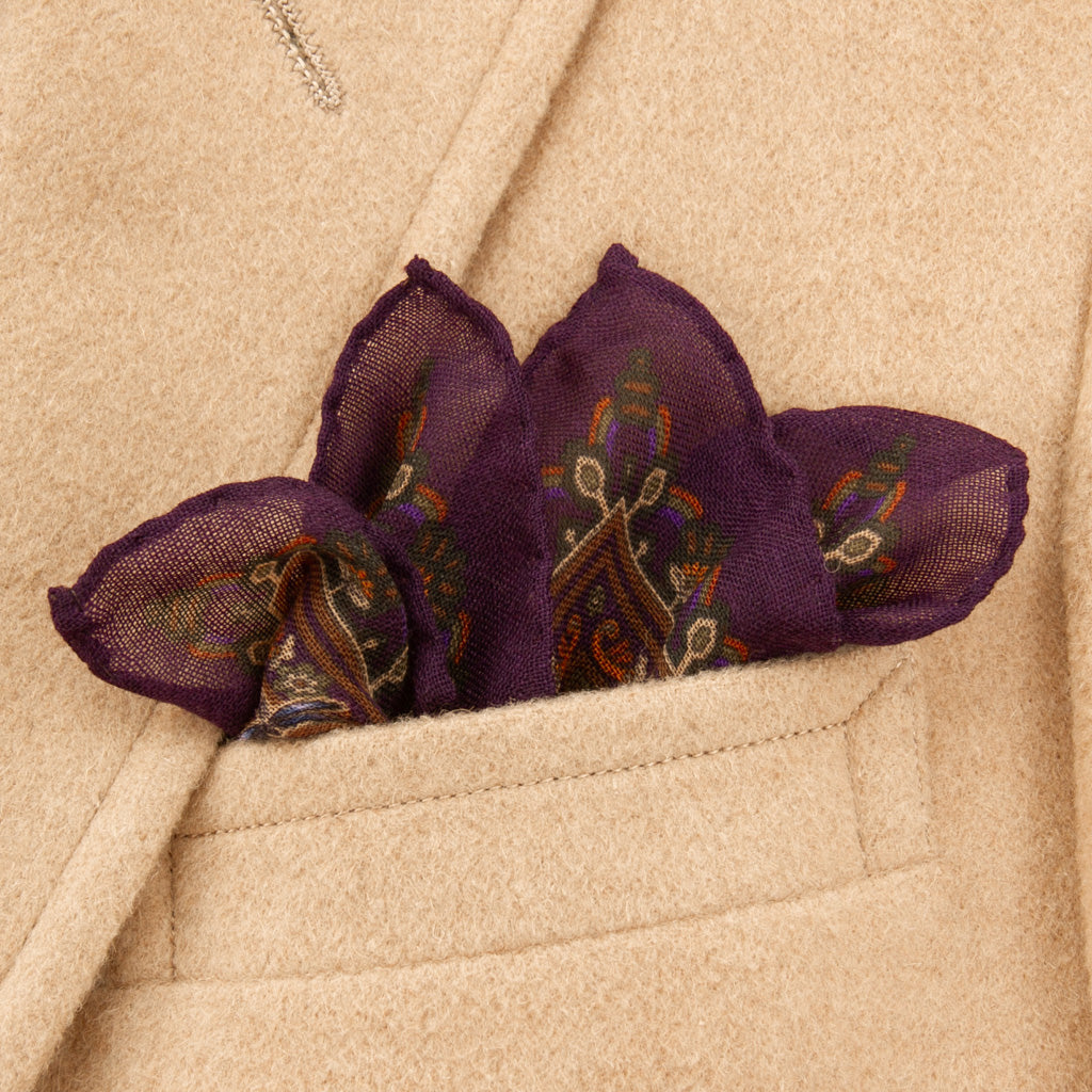 Monterey Medallion with Eggplant, Purple, and Brown Pocket Square – Dapper Classics®