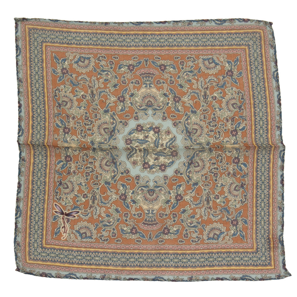 Paisley in Taupe, Sky Blue, Peach, and Bay Pocket Square – Dapper Classics®