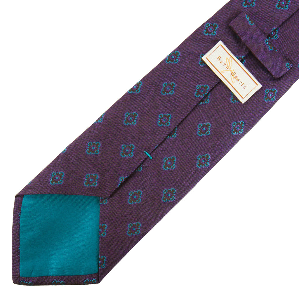 Purple with Sky Blue Neat Pattern Silk Woven Necktie – Dapper Classics®