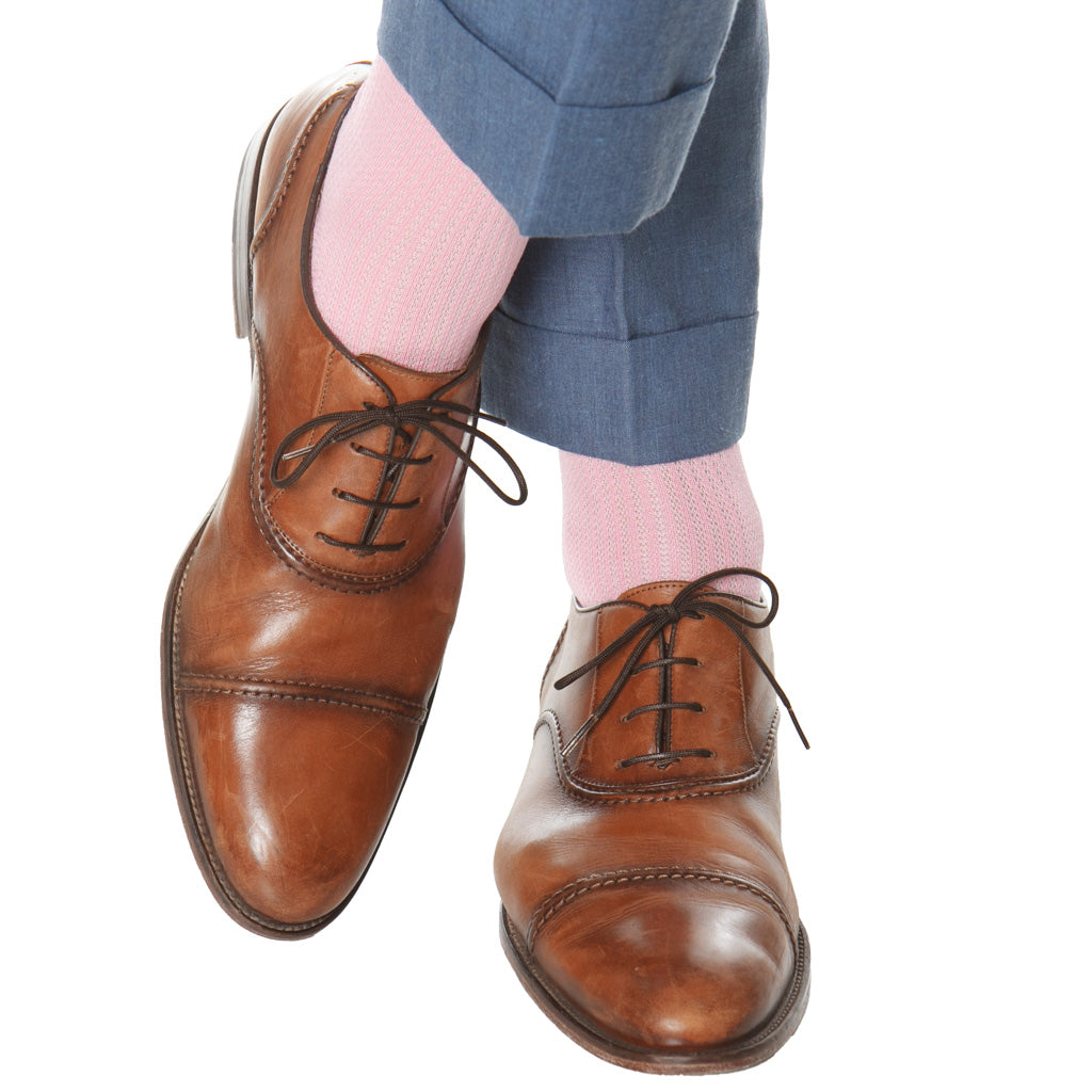 Pink with White Grenadine Cotton Sock Linked Toe Mid-Calf – Dapper Classics®
