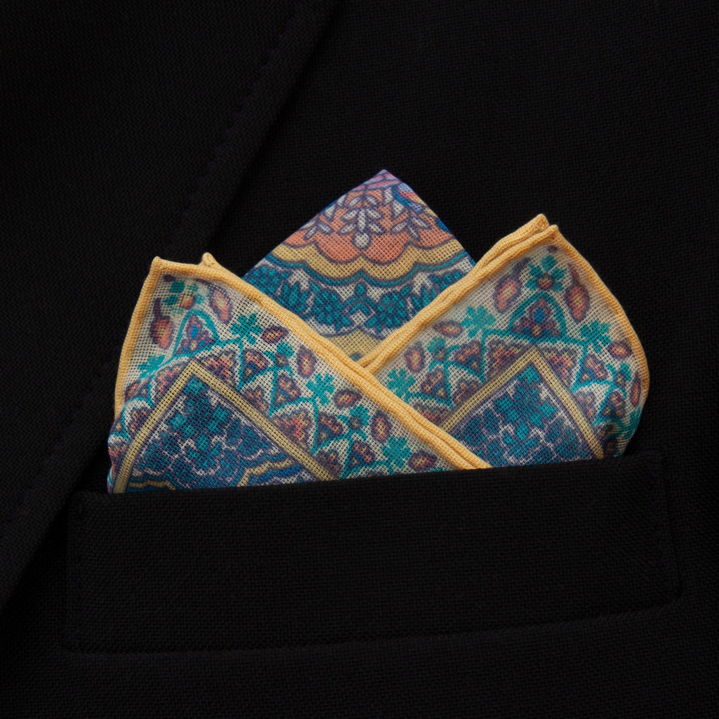 Fancy with Pink, Yellow, Blue and Ceramic Pocket Square – Dapper Classics®