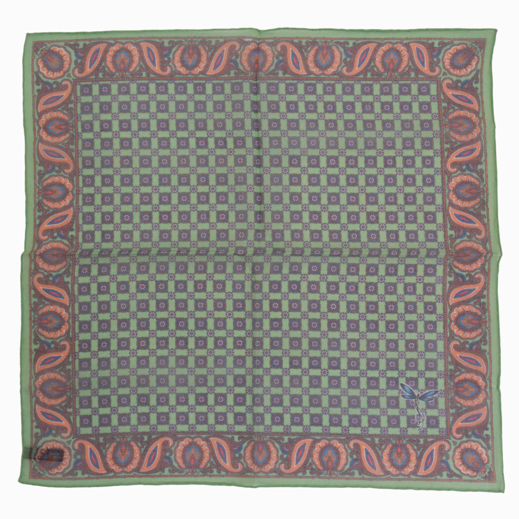 Neat Square with Mint, Blue, Peach and Magenta Pocket Square – Dapper Classics®