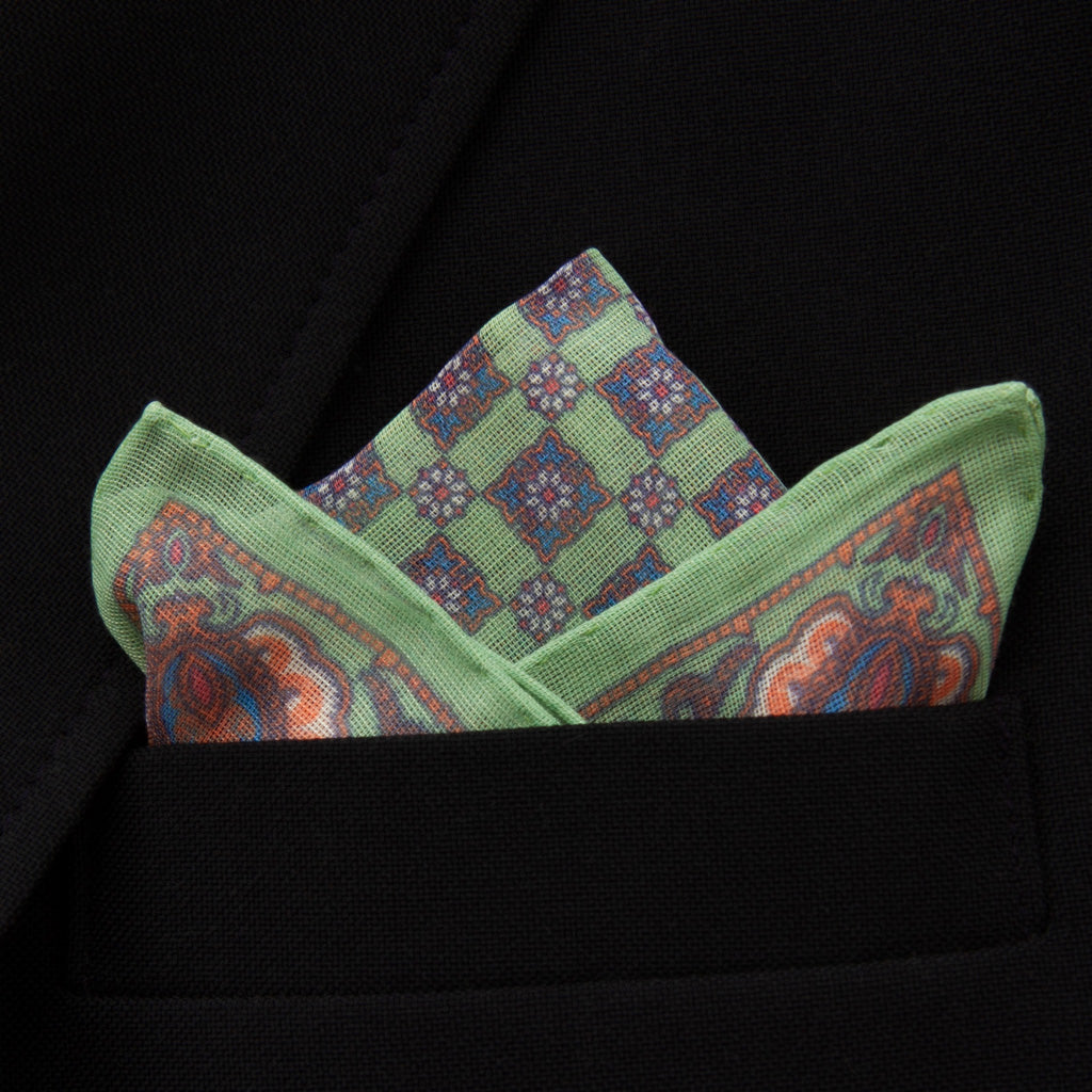 Neat Square with Mint, Blue, Peach and Magenta Pocket Square – Dapper Classics®