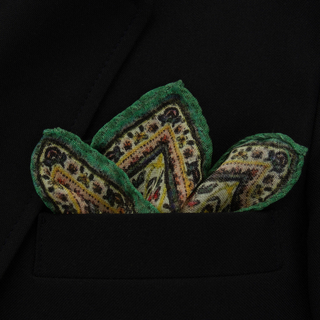 Spring Floral Fancy with Emerald Green, Yellow and Pink Pocket Square – Dapper Classics®