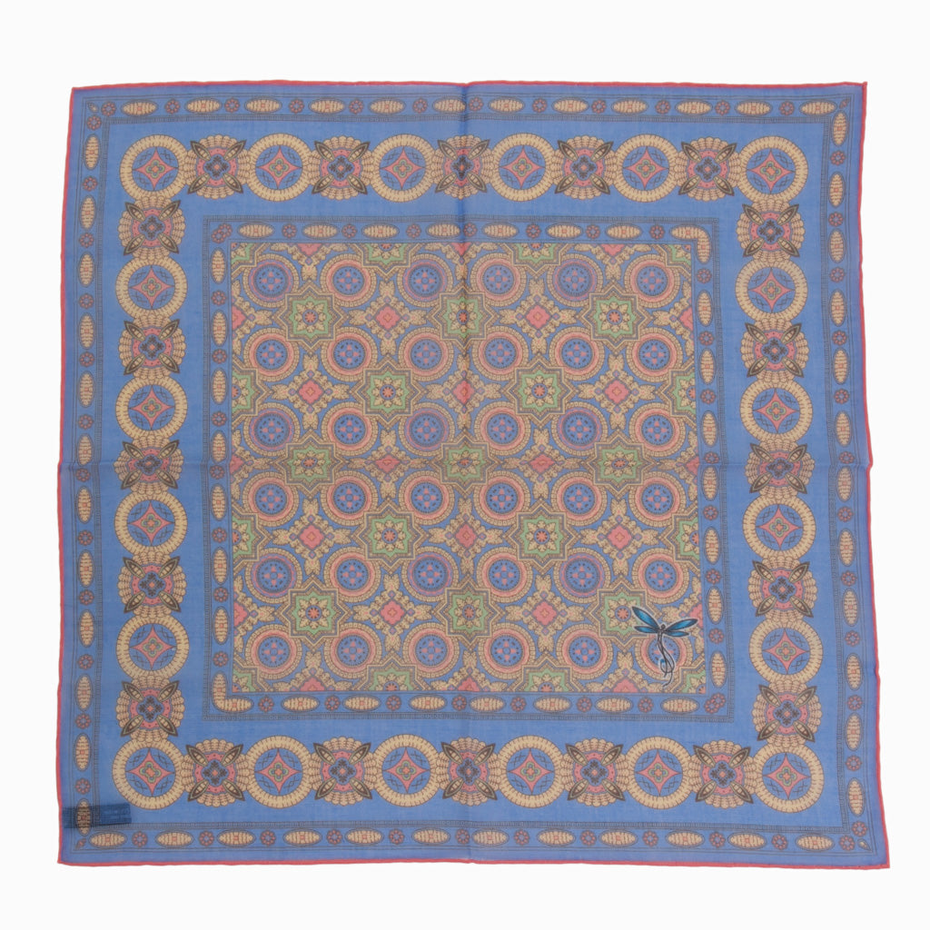 Neat Medallion in Blue, Yellow, Pink, and Brown Pocket Square – Dapper Classics®