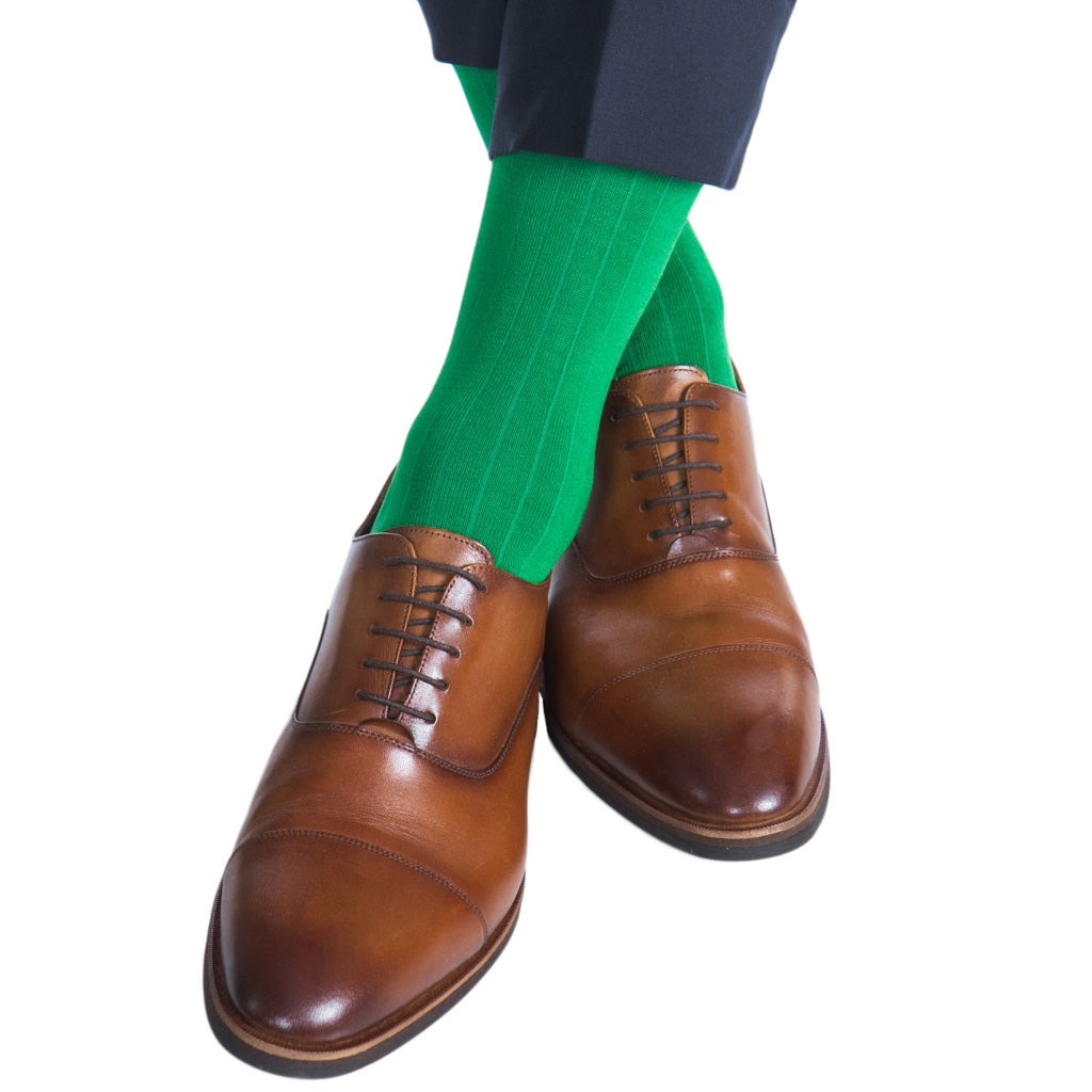 Green Solid Ribbed Cotton Sock Linked Toe OTC – Dapper Classics®