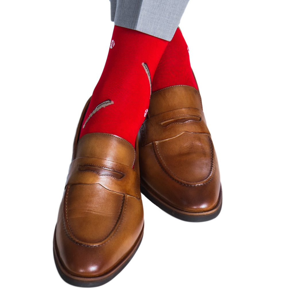 Red Sock with White and Red Baseball with Coffee Brown and Tan Bat Cot ...