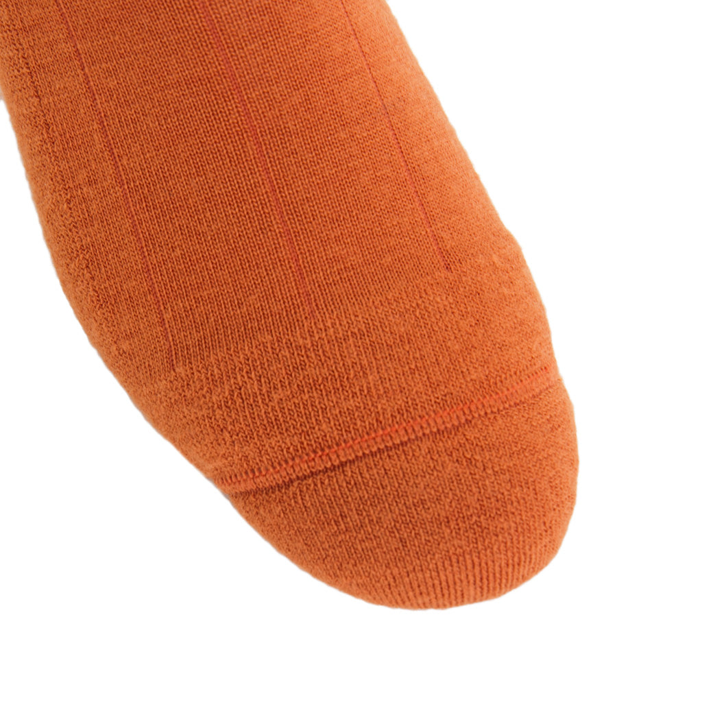 Burnt Orange with Wide Ribbed Fine Merino Wool Sock Linked Toe Crew Le ...