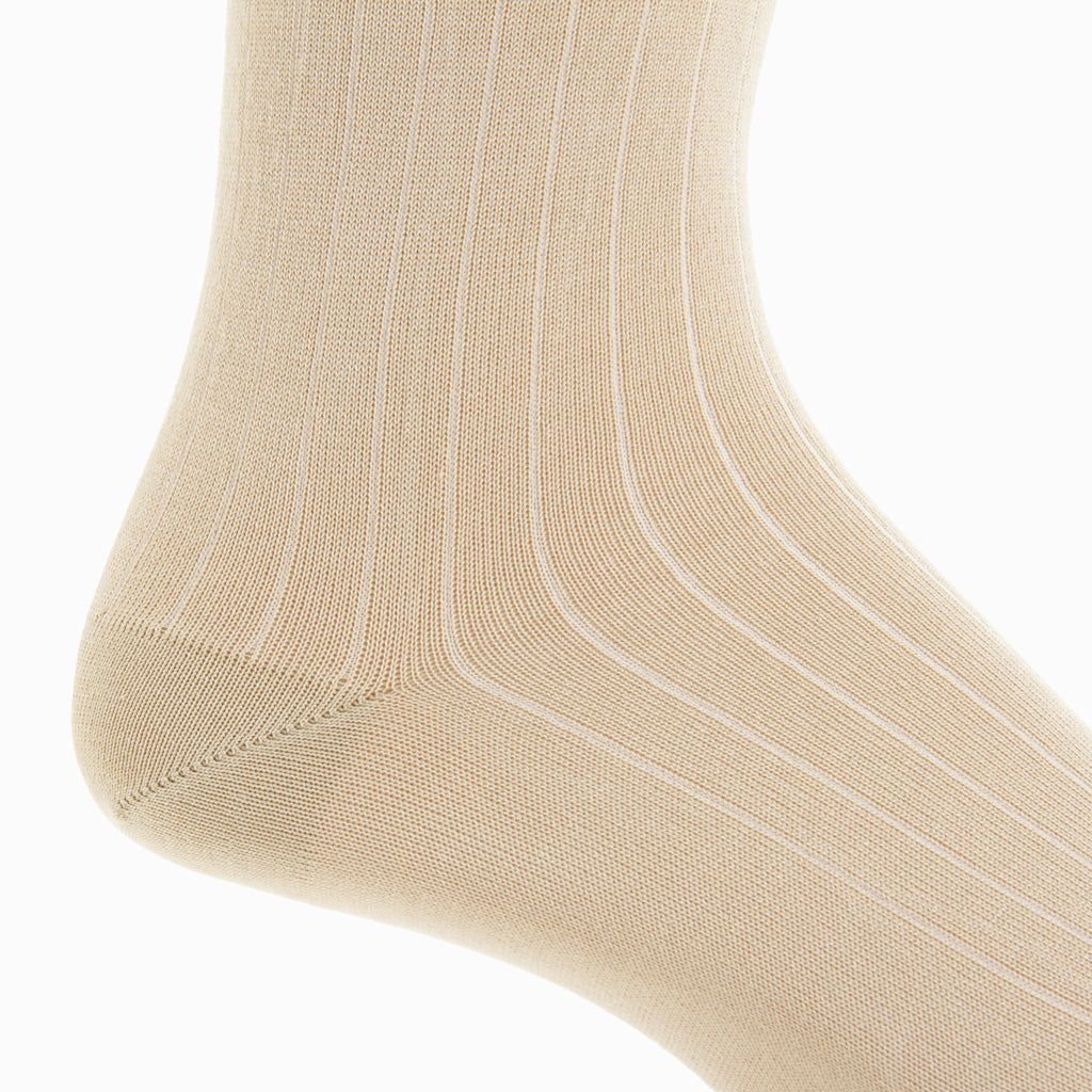 Tan with White Vertical Stripe Cotton Sock Linked Toe OTC – Dapper ...