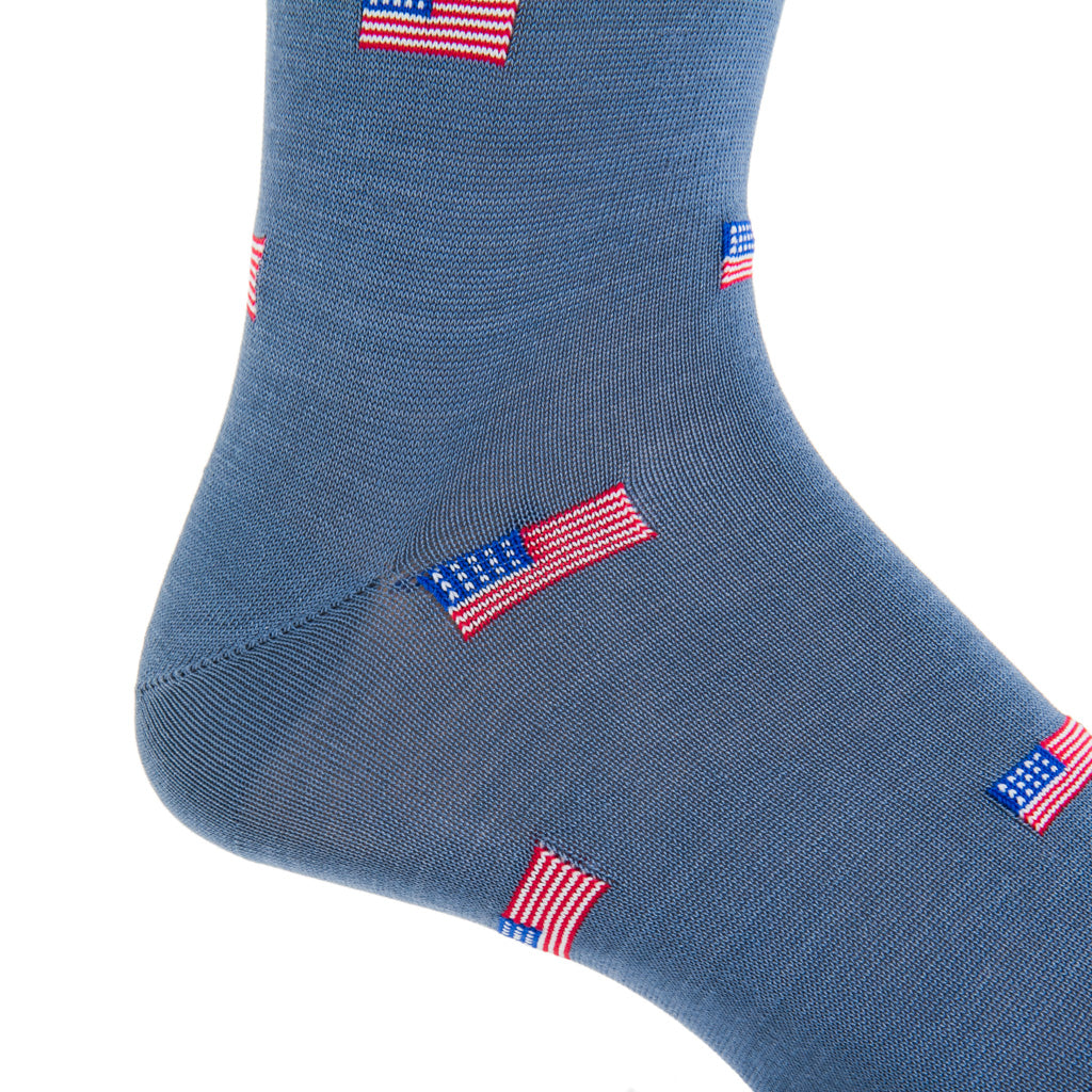 Indigo Blue with Red, White, and Blue American Flag Cotton Sock Linked ...