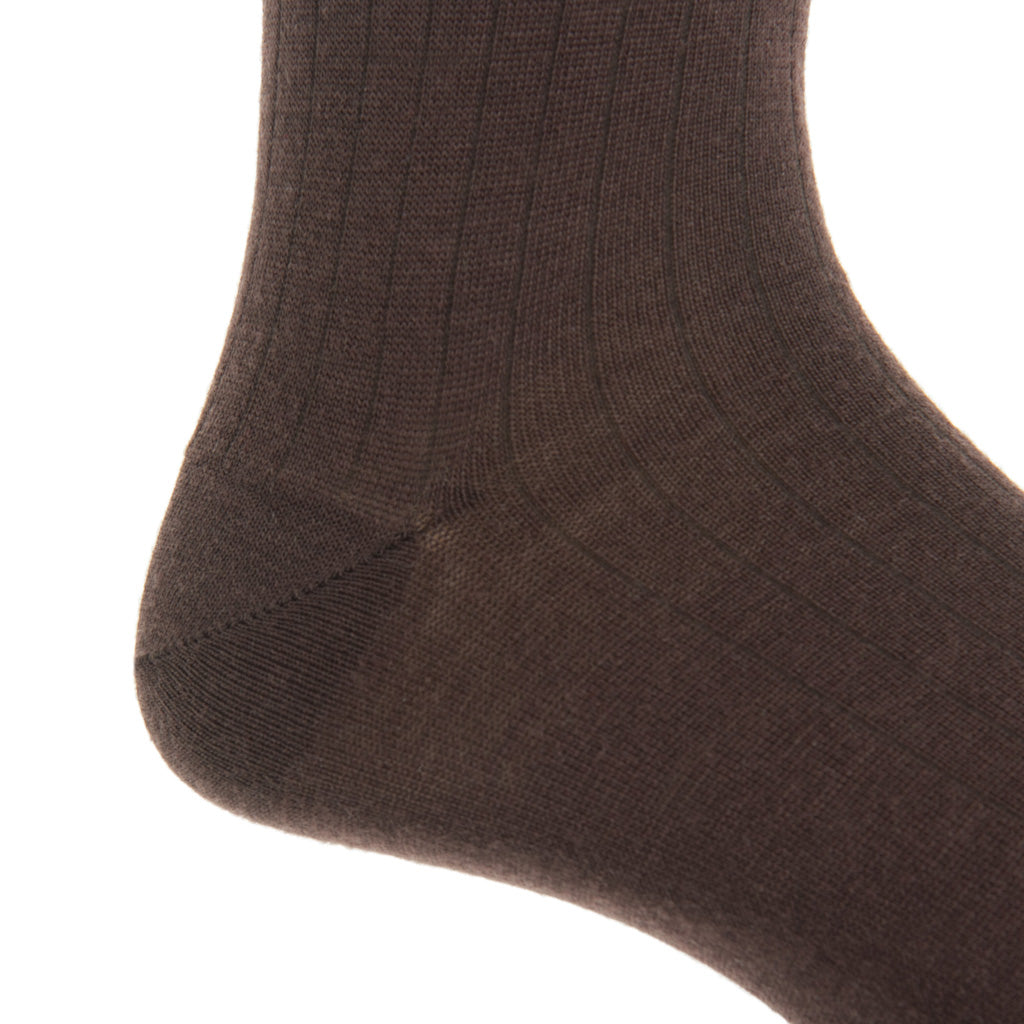 Mens brown wool dress socks with linked toe and slack length – Dapper ...