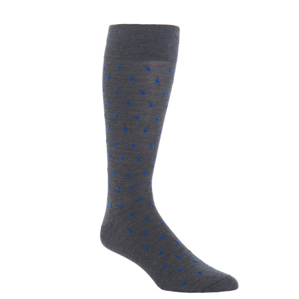 Charcoal with Cobalt Blue Dot Wool Sock Linked Toe OTC – Dapper Classics®