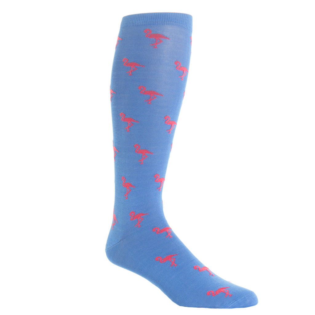 Azure Blue with Coral Flamingo Cotton Sock Linked Toe OTC – Dapper ...