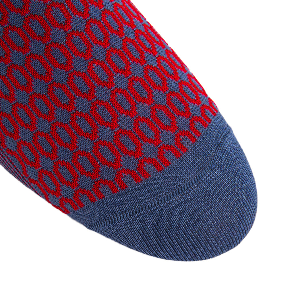 Indigo Blue with Red Ovals Cotton Sock Linked Toe OTC – Dapper Classics®