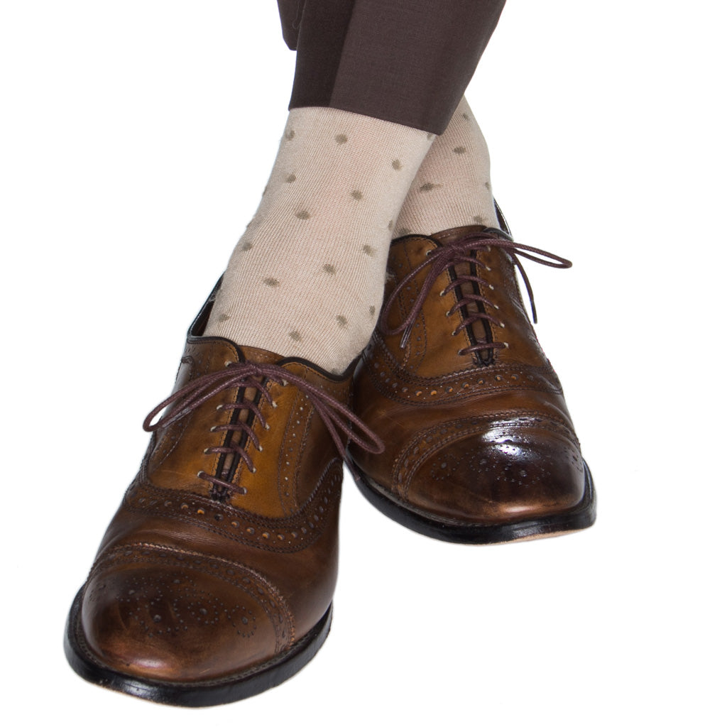 Tan with Taupe Dot Cotton Sock Linked Toe OTC – Dapper Classics®