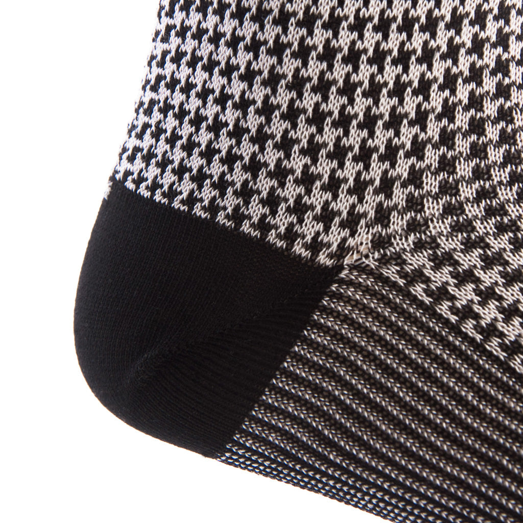 Black and Ash Houndstooth Fine Merino Wool Sock Mid-Calf – Dapper Classics®