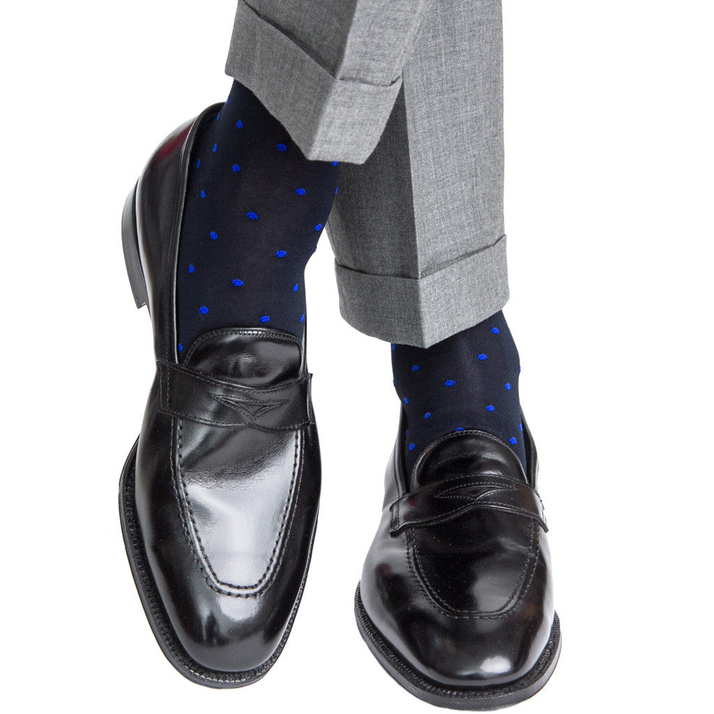 Navy with Clematis Blue Dot Cotton Sock Linked Toe OTC – Dapper Classics®