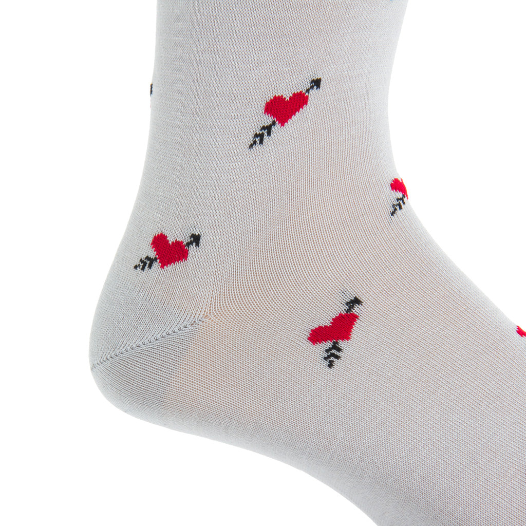 Ash with Red Heart And Black Arrow Cotton Sock Linked Toe Mid-Calf ...