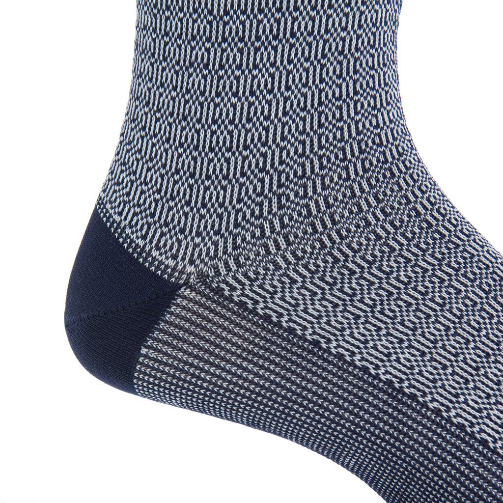 Classic Navy with Ash Chain Link Cotton Sock Linked Toe Mid-Calf ...