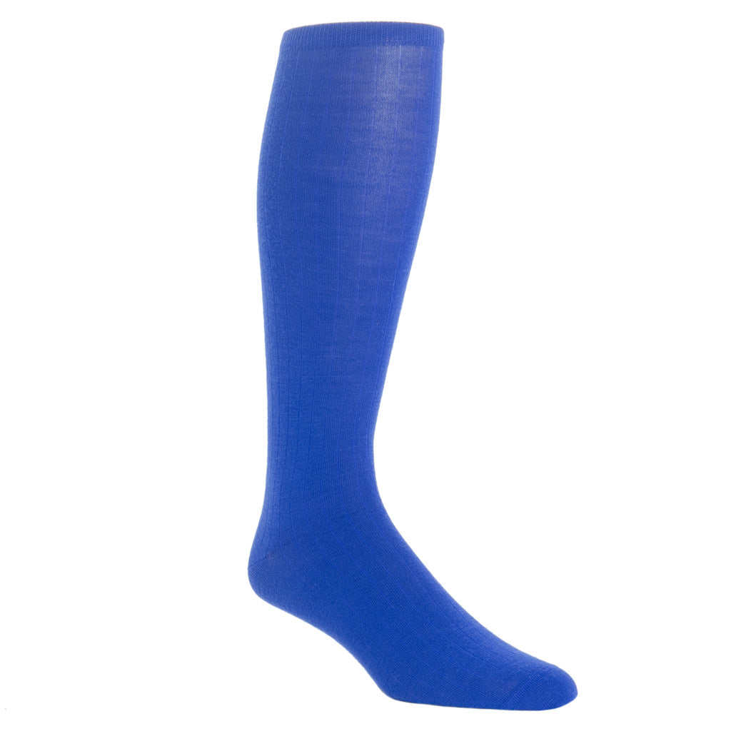 Cobalt Blue Solid Ribbed Fine Merino Wool Sock Linked Toe OTC – Dapper ...