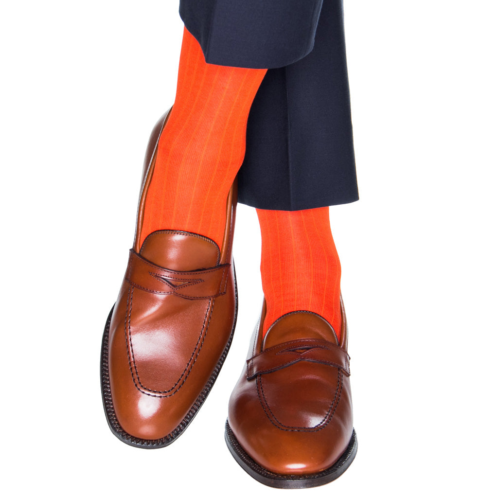 Mens orange sock with linked toe and mid calf fit – Dapper Classics®