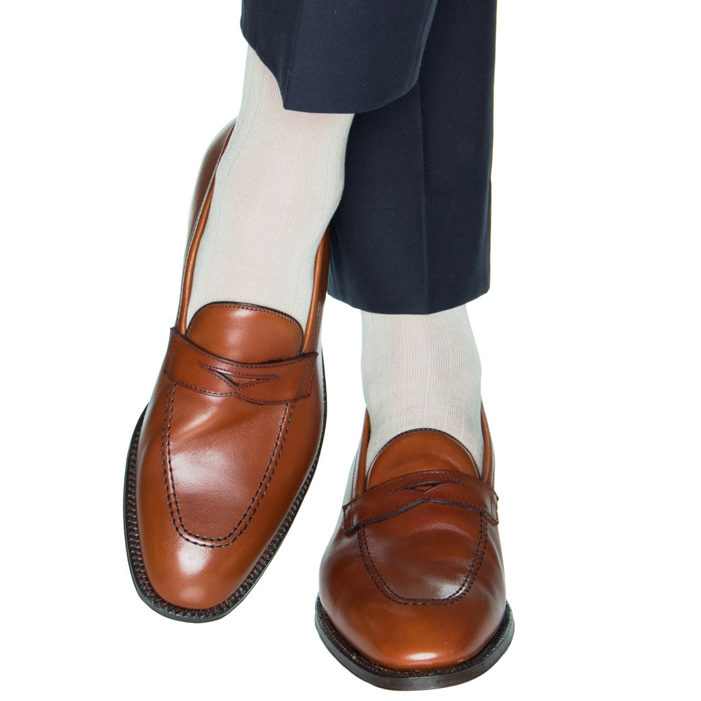 Tan Solid Ribbed Cotton Sock Linked Toe Mid-Calf – Dapper Classics®