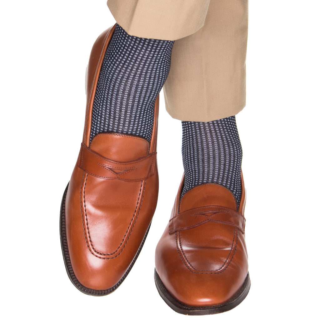 Classic Navy and Sky Blue Grenadine Cotton Sock Linked Toe OTC – Dapper ...
