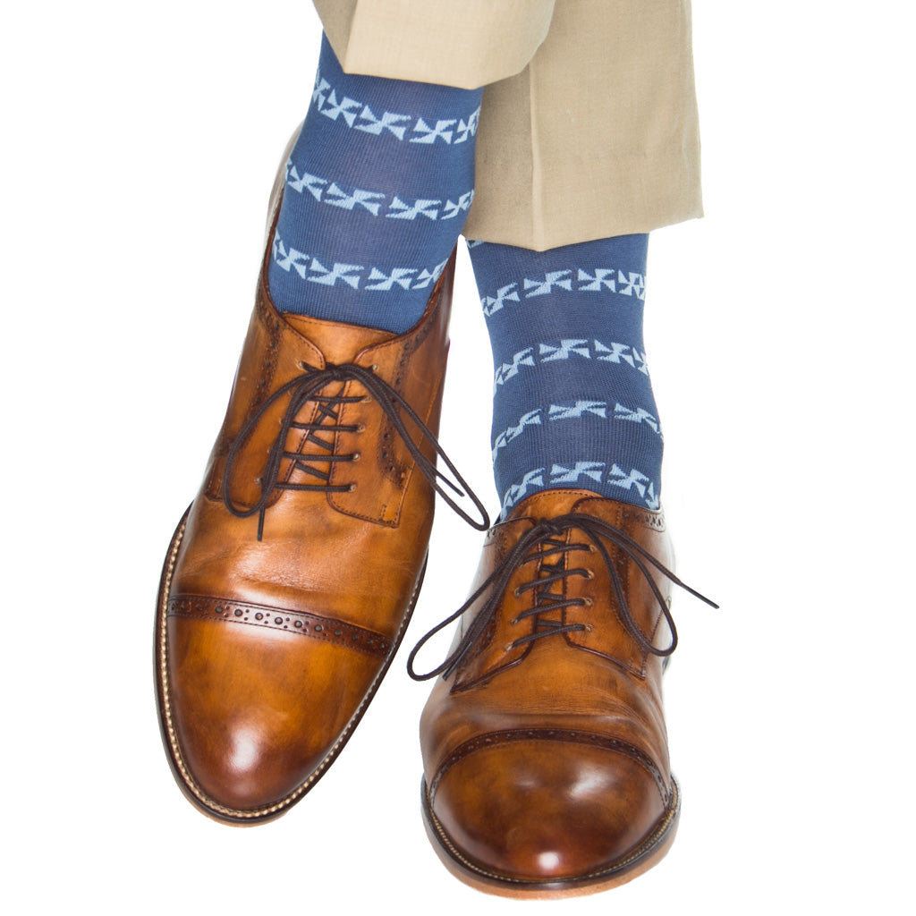 Indigo Blue with Sky Blue Pinwheel Cotton Sock OTC – Dapper Classics®