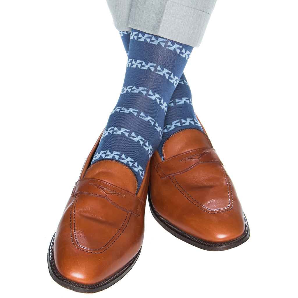 Indigo Blue with Sky Blue Pinwheel Cotton Sock OTC – Dapper Classics®