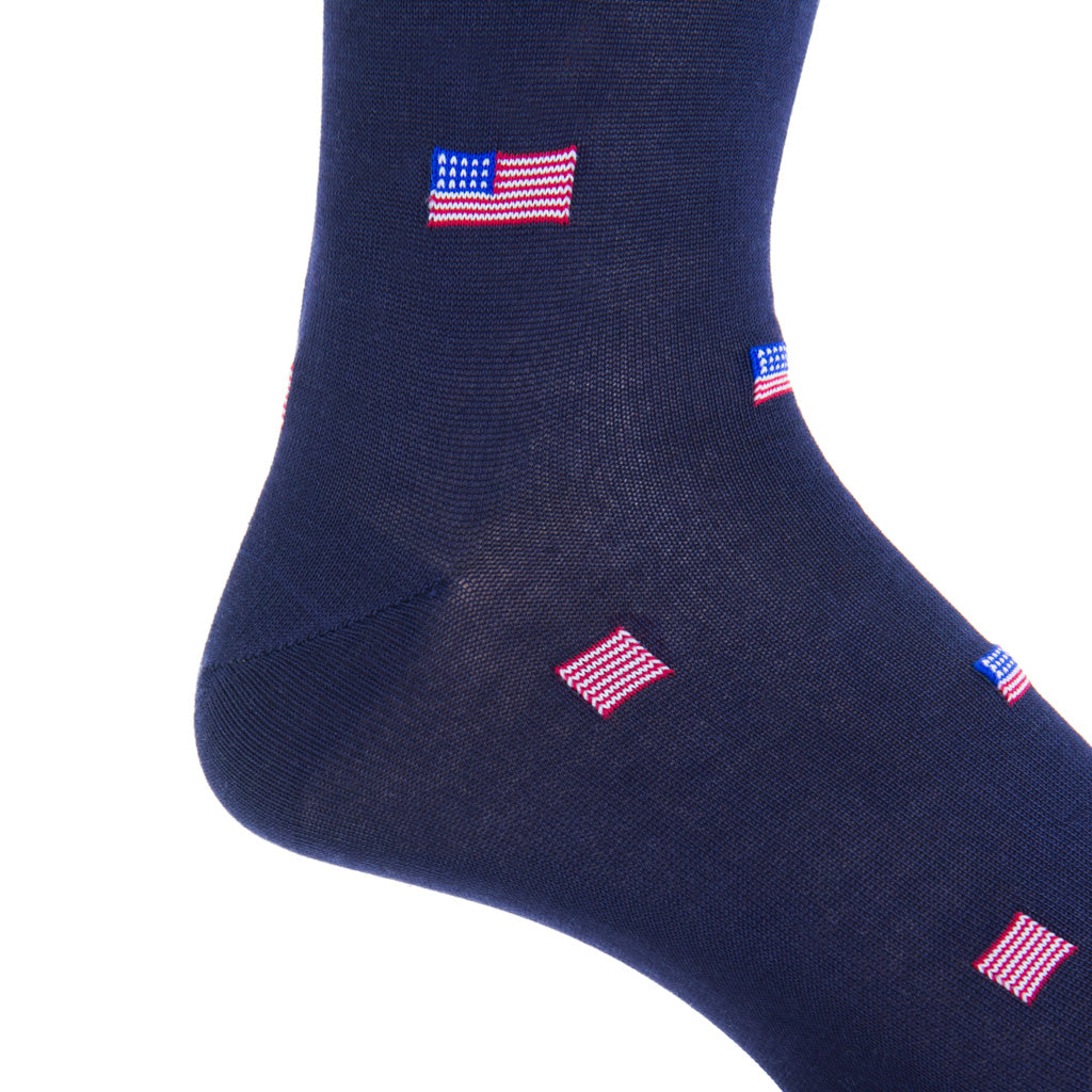 Classic Navy, Red, White, and Clematis Blue American Flags Cotton Sock ...