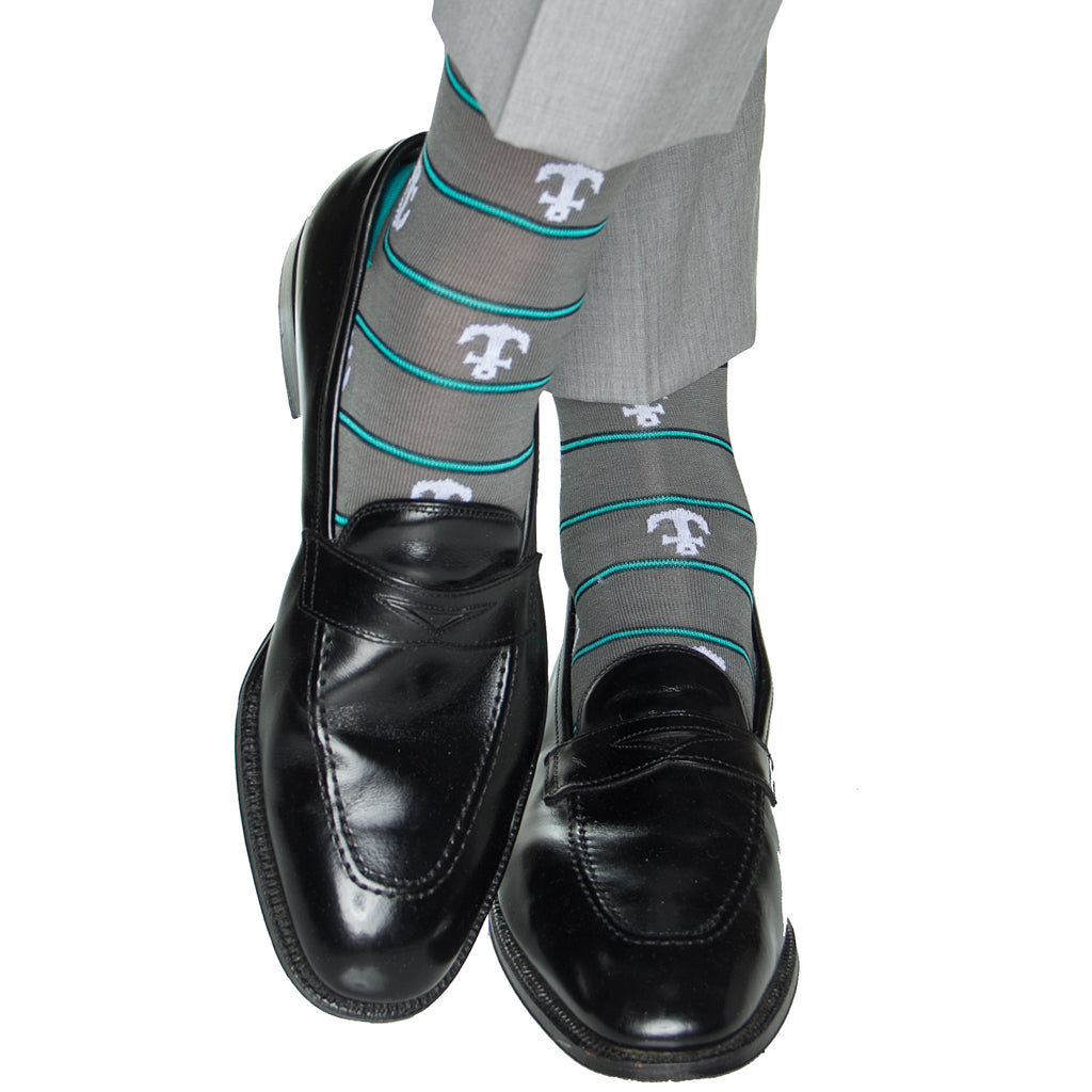 Steel Gray with Ceramic Tipping and White Anchor Cotton Sock Linked To ...