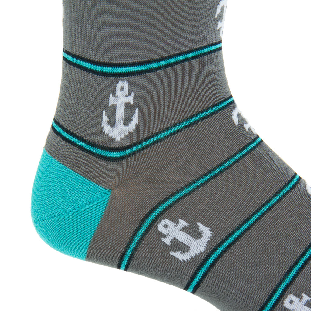 Steel Gray with Ceramic Tipping and White Anchor Cotton Sock Linked To ...